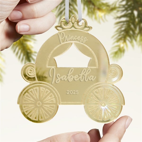 Princess Carriage Personalized Acrylic Ornament- Rose Gold