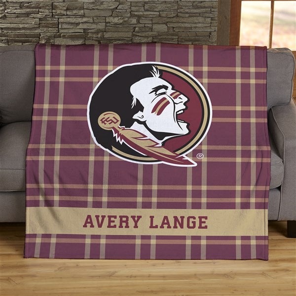 NCAA Plaid FSU Seminoles Personalized Blankets