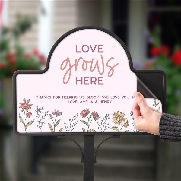 Love Blooms Here Personalized Garden Sign