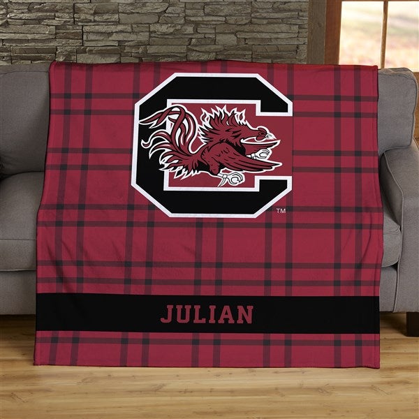 NCAA Plaid South Carolina Gamecocks Personalized Blankets