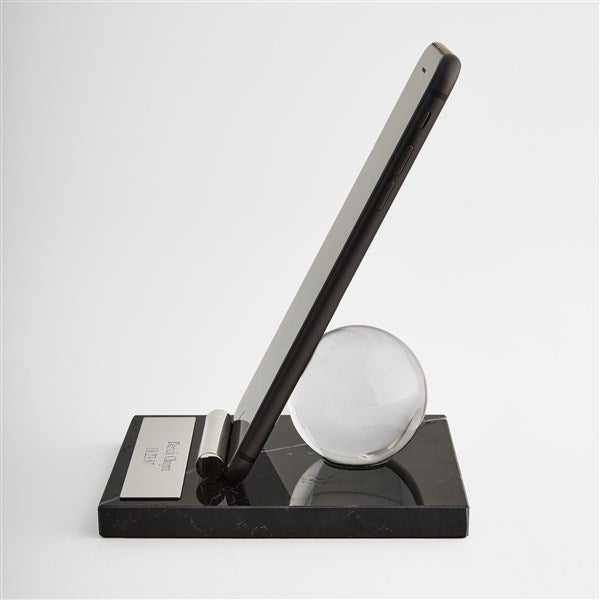 Engraved Black Marble Phone Stand