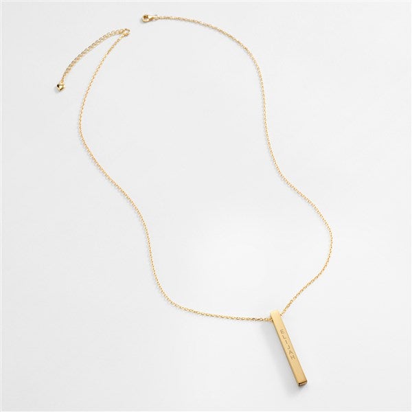 Engraved Gold Over Sterling Silver Vertical Cube Necklace