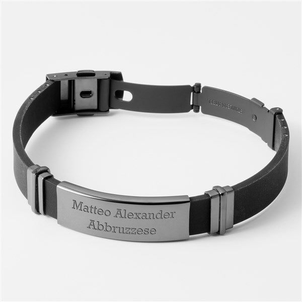 Engraved Kids Gunmetal and Rubber ID Bracelet