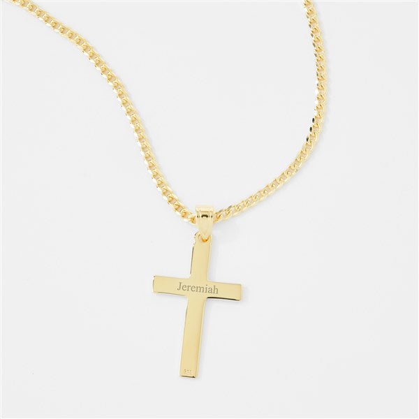 Engraved Gold Cross Necklace