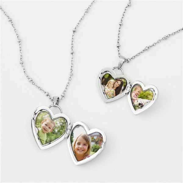 Engraved Stainless Big & Little Heart Locket Set