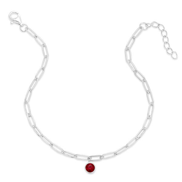 Custom Paperclip Chain Birthstone Charm Bracelet