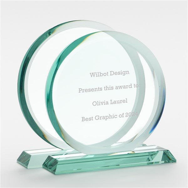 Medium Round Engraved Jade Glass Award