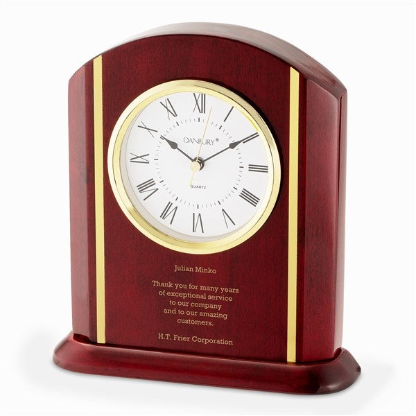 Engraved Glossy Wooden Desk Clock