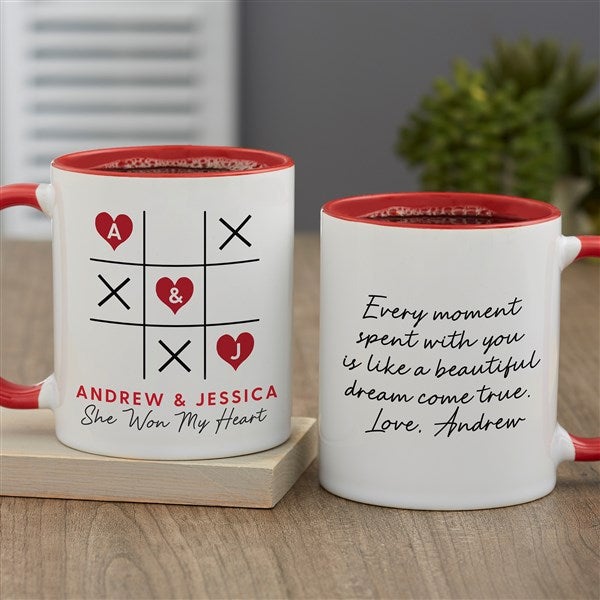 Tic Tac Toe Love Personalized Heart Coffee Mug Red