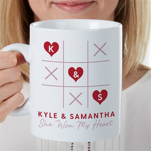 Tic Tac Toe Love Personalized Heart Coffee Mug Oversized 30 Oz