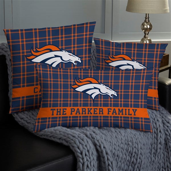 NFL Denver Broncos Plaid Personalized Throw Pillow