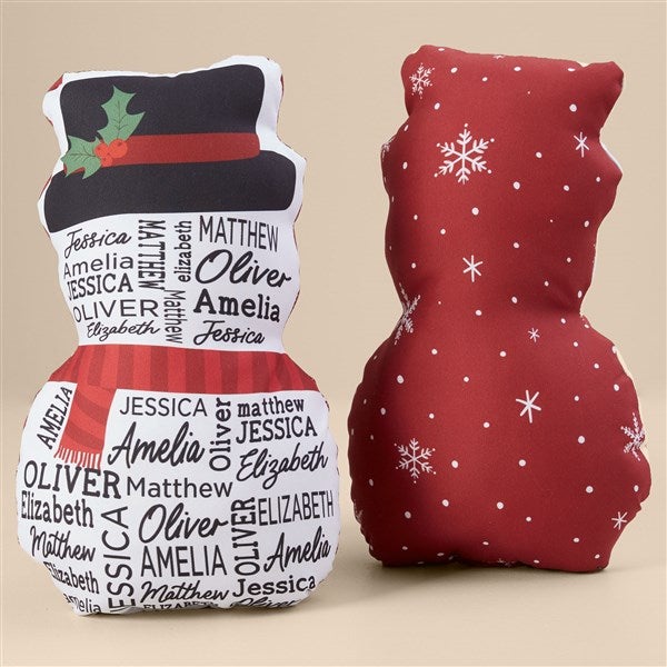 Snowman Repeating Name Personalized Character Throw Pillow