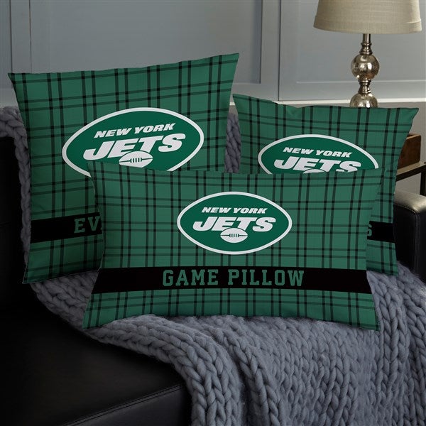 NFL New York Jets Plaid Personalized Throw Pillow