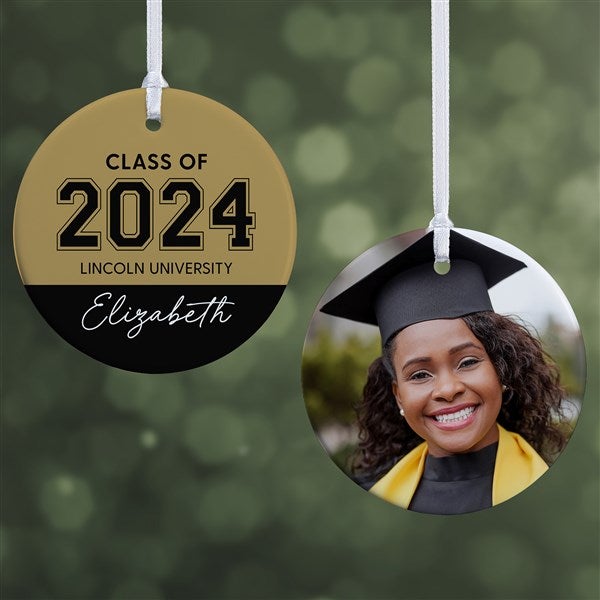 Collegiate Year Personalized Graduation Ornament- 2.85" Glossy - 2 Sided