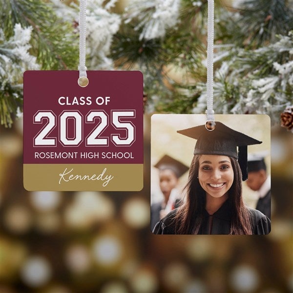 Collegiate Year Personalized Graduation Ornament- 2.75" Metal - 2 Sided