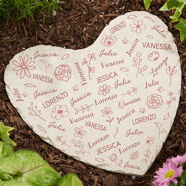 Blooming Heart Personalized Garden Stone