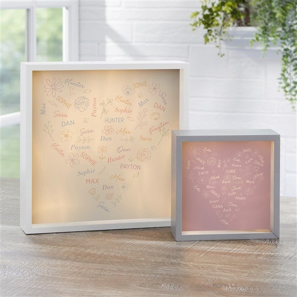 Blooming Heart Personalized LED Light Shadow Box