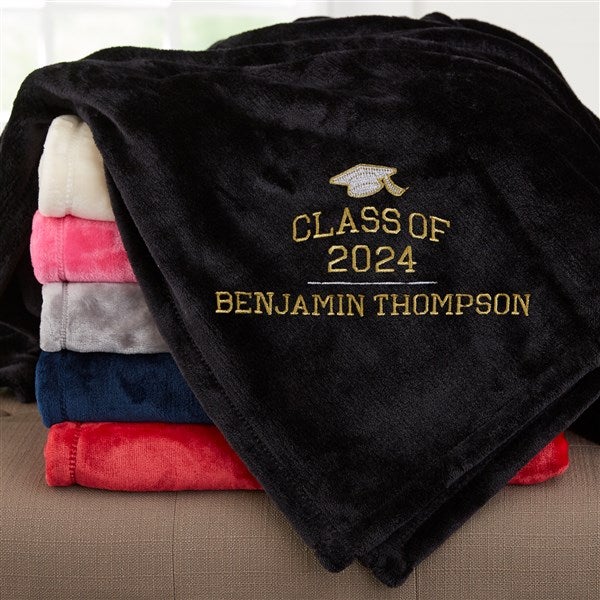 The Graduate Embroidered Fleece Blanket - 50x60 Black
