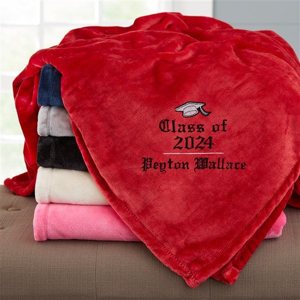 The Graduate Embroidered Fleece Blanket - 60x80 Red