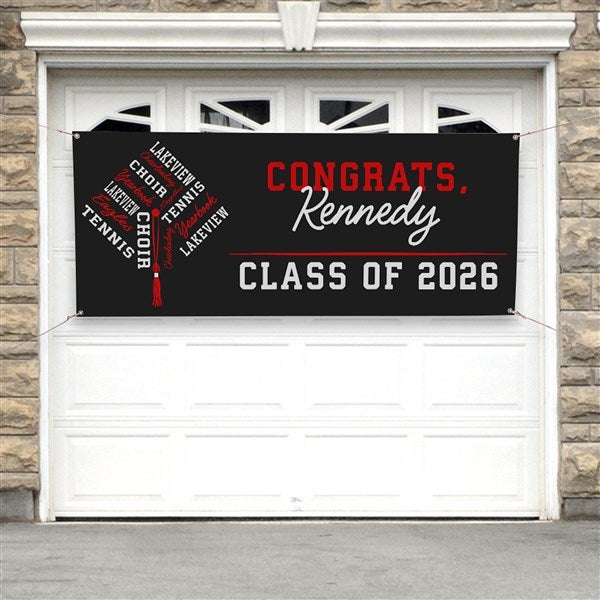 Repeating School Memories Personalized Graduation Banner - Medium