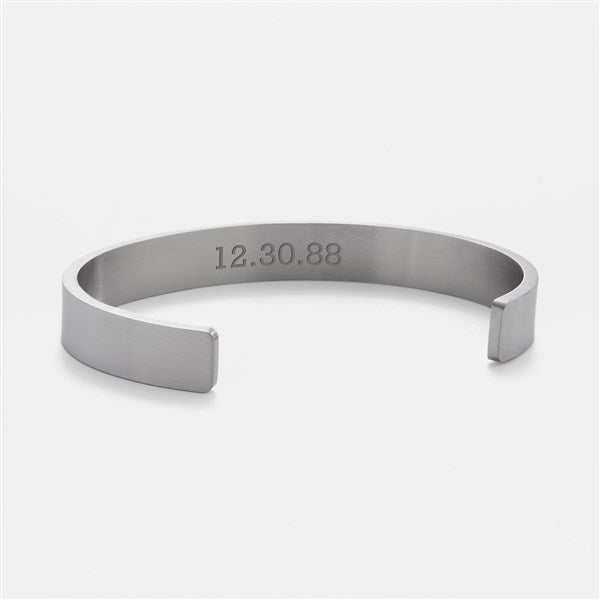 Engraved Stainless Silver Cuff Bracelet