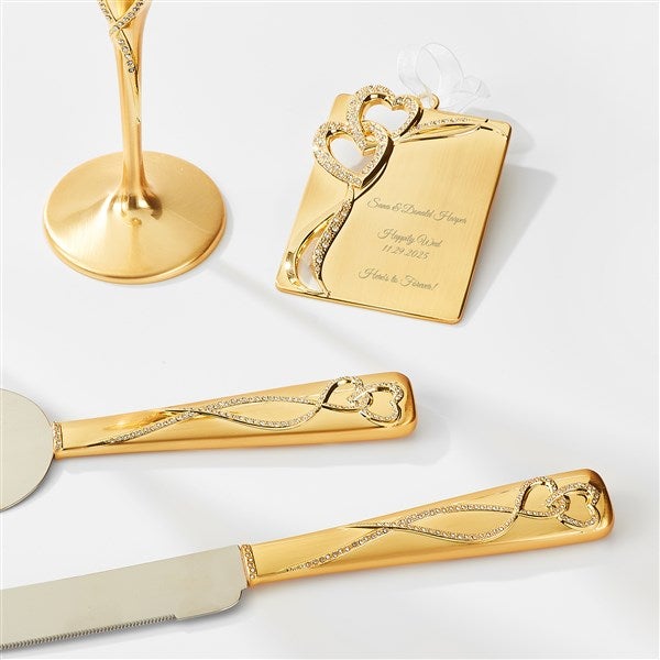 Engraved Gold Intertwined Heart Gift Set