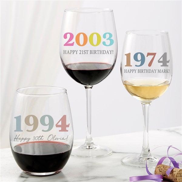 Birthday Year Personalized Wine Glass Collection