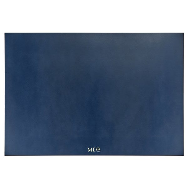 Personalized Leather Desk Blotter-Navy