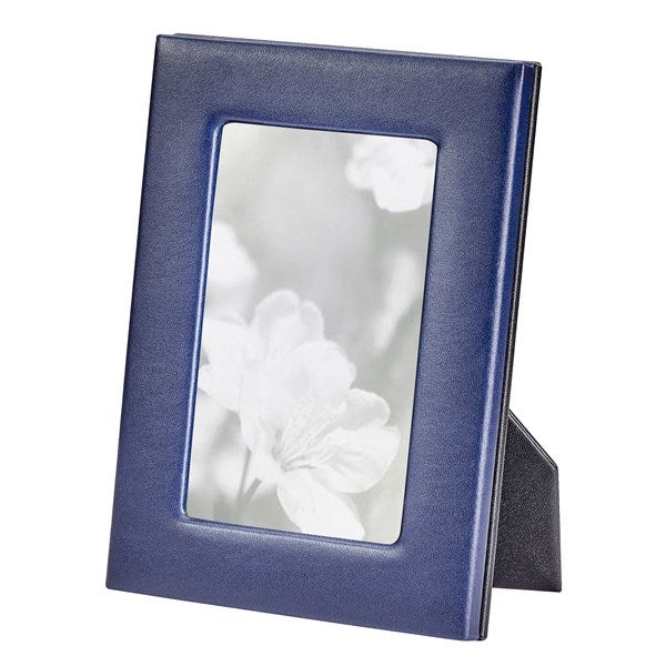 Personalized 4" x 6" Leather Studio Frame-Navy