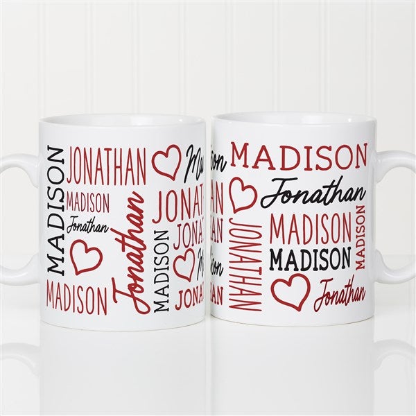 Repeating Name Heart Personalized Extra Large Coffee Mug - 30 oz