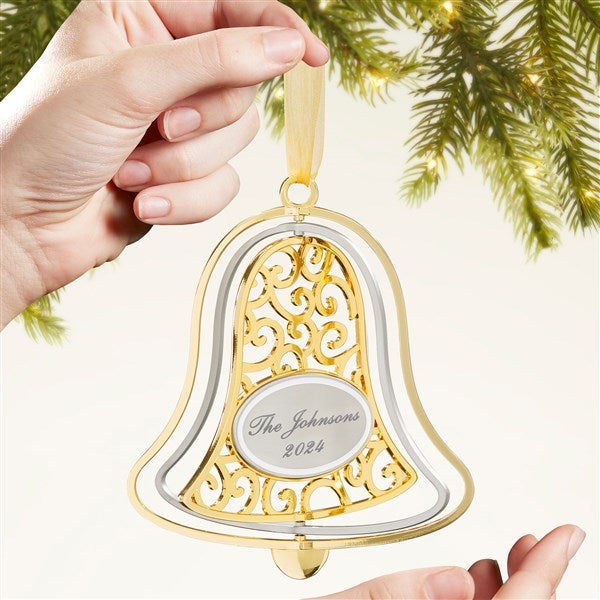 Signature Bell Engraved Spinning Metal Ornament