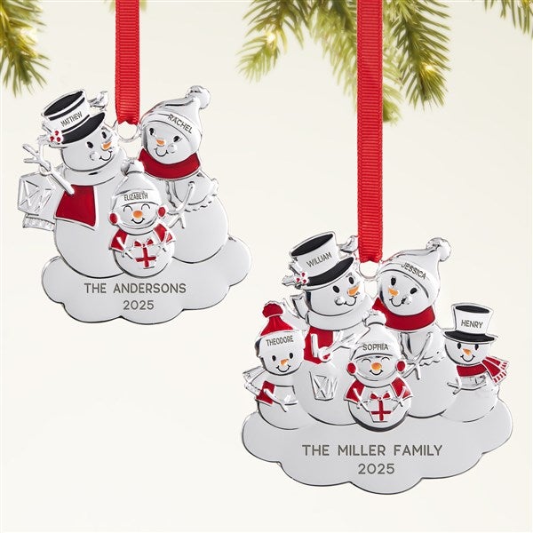 Snowman Family Personalized Metal Ornament