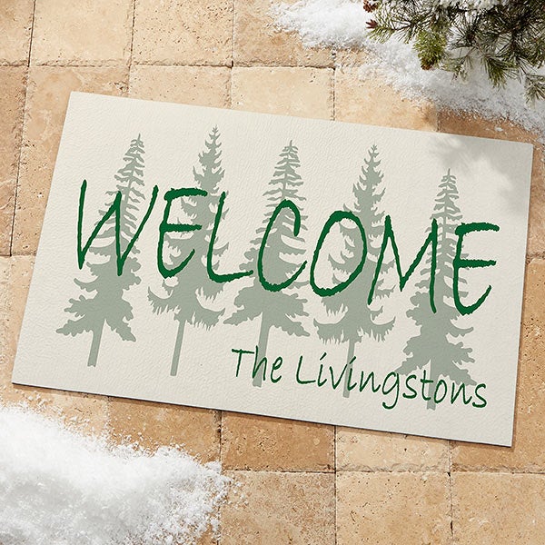 Evergreen Tree Personalized Doormat - Welcome Mats