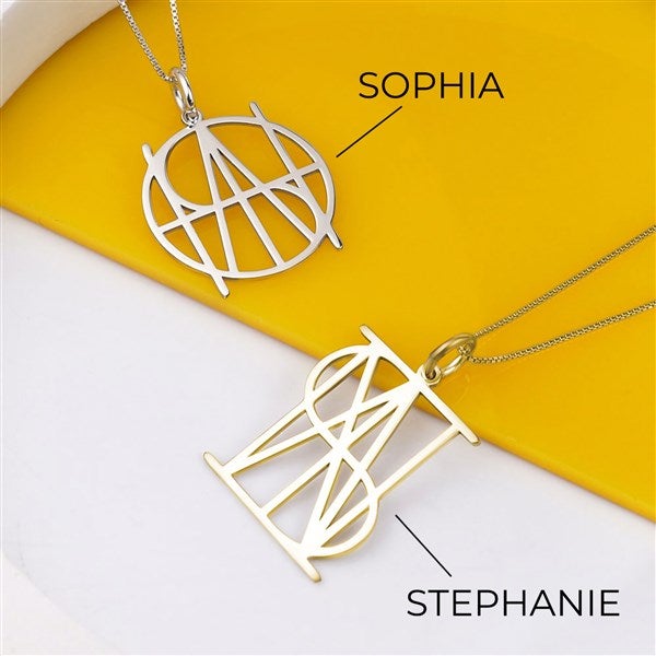 Personalized Geometrical Name Necklace - Silver