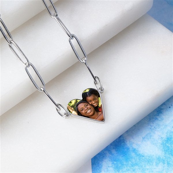 Personalized Photo Heart Chain Necklace