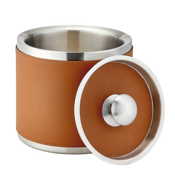 Personalized Leather Wrapped Ice Bucket