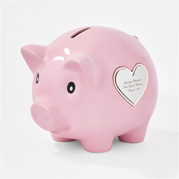 Engraved Ceramic Piggy Bank in Pink
