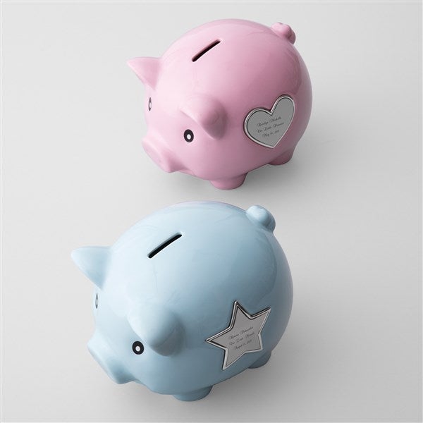 Engraved Ceramic Piggy Bank in Pink