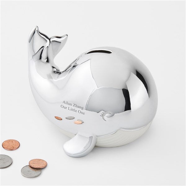 Engraved Reed & Barton Whale Coin Bank