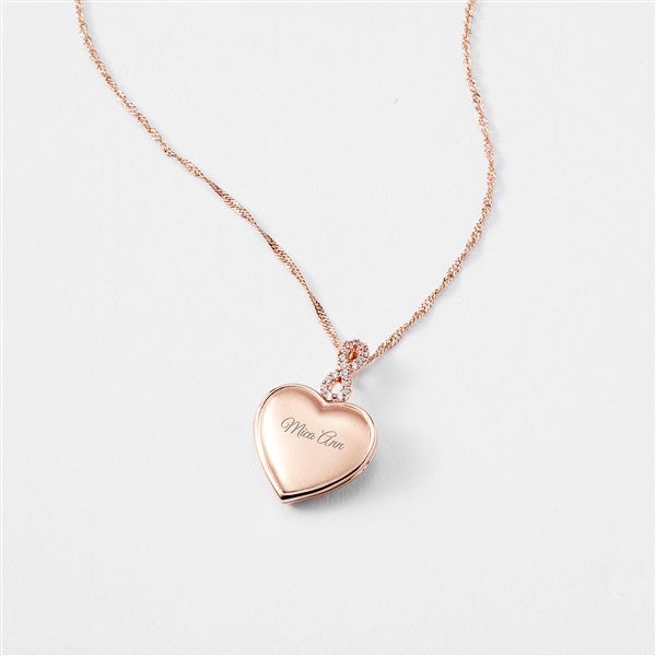 Engraved Rose Gold Infinity Bail Heart Locket