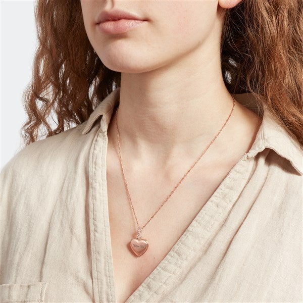 Engraved Rose Gold Infinity Bail Heart Locket