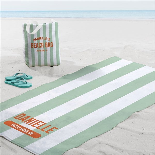 Sunkissed Stripes Personalized Terry Cloth Beach Bag - Small
