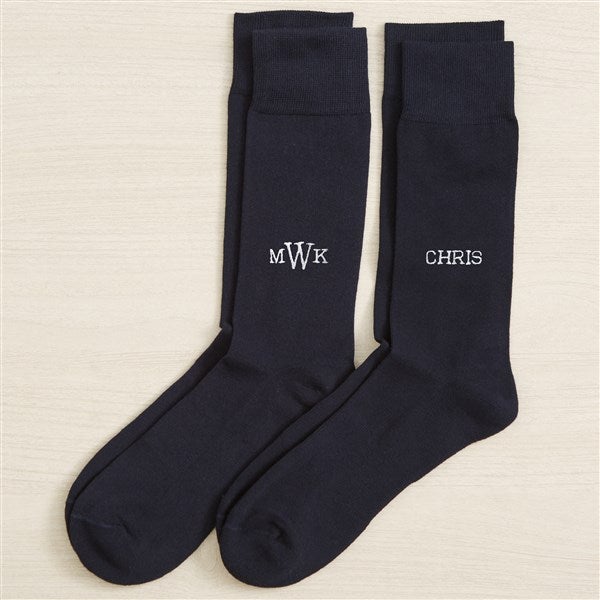 Men's Embroidered Navy Sock Set