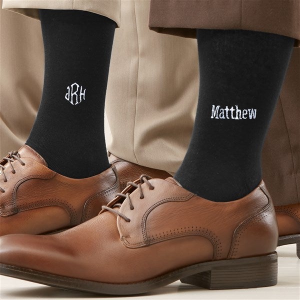 Men's Embroidered Black Sock Set