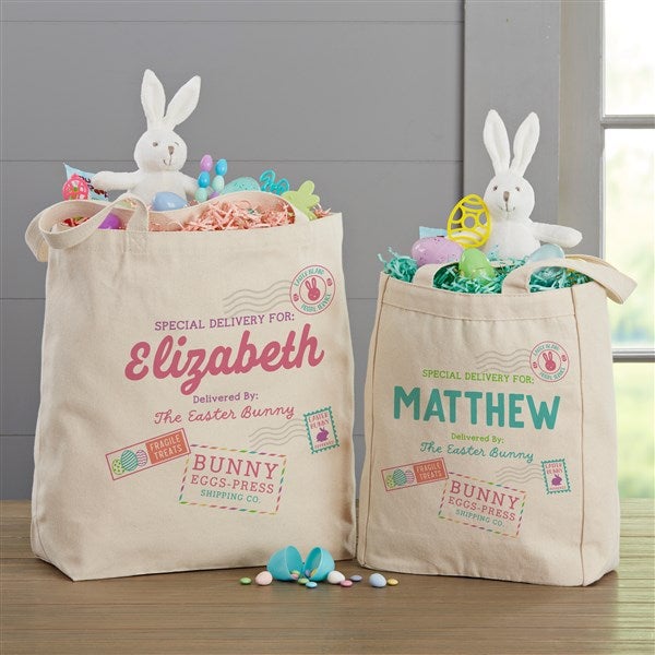 Special Delivery Personalized Easter Canvas Tote Bag - Large