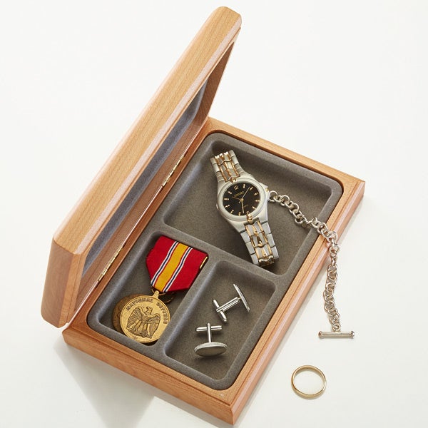 Personalized Men's Wood Valet Jewelry Box With Monogram