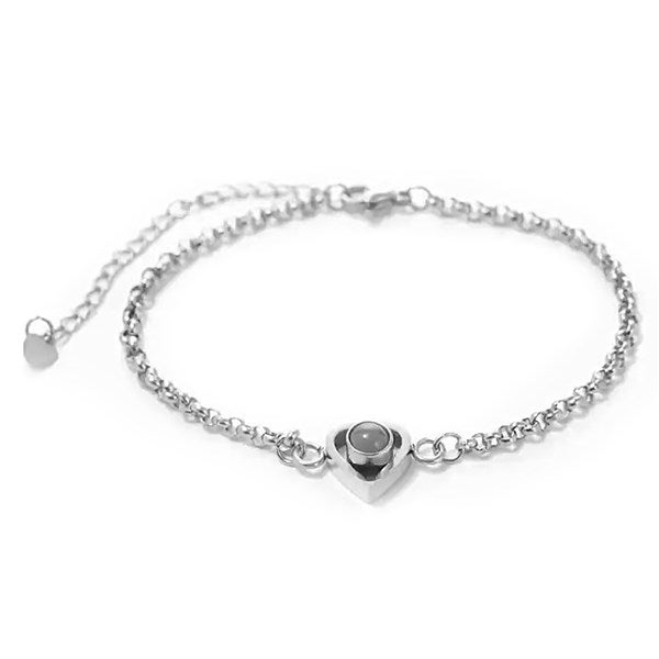 Custom Photo Projection Heart Bracelet - Stainless Steel