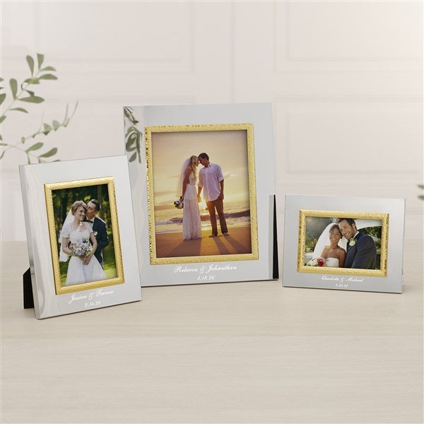 Wedding Personalized Silver & Gold Hammered Frame - 8 x 10