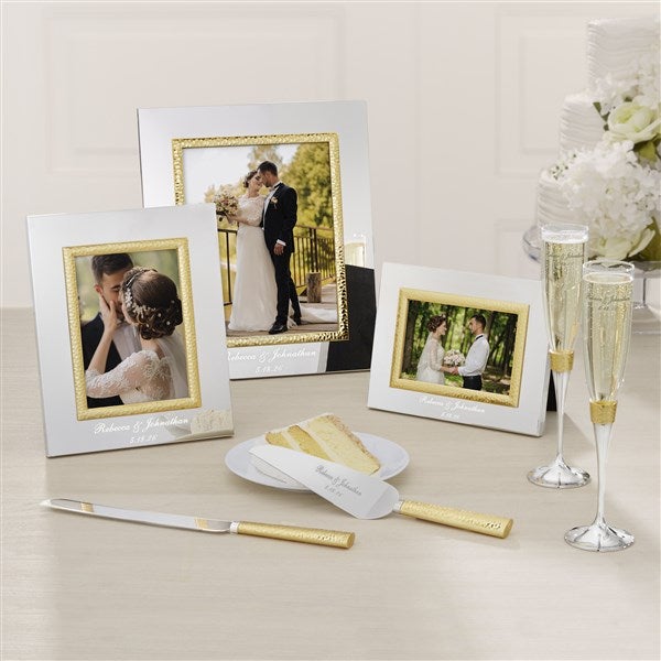 Wedding Personalized Silver & Gold Hammered Frame