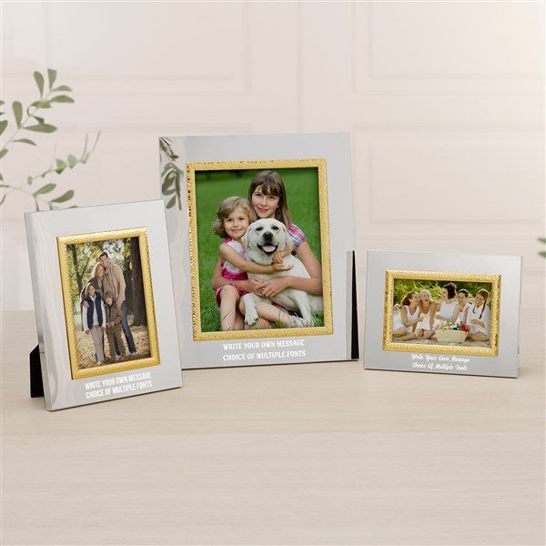 Engraved Message Silver & Gold Hammered Picture Frames